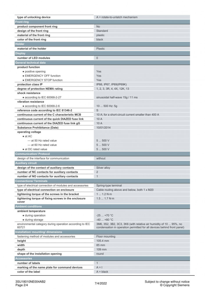 3SU18010NE004AB2 technical document page 2