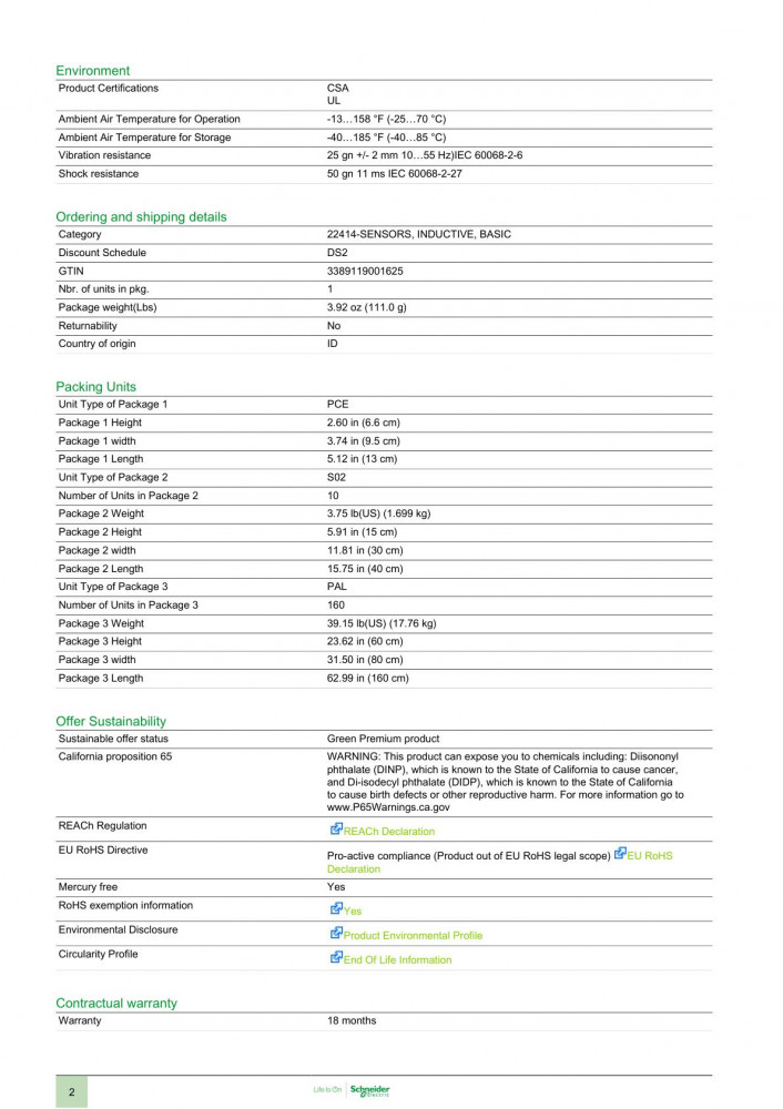XS108BLPAL5 technical document page 2
