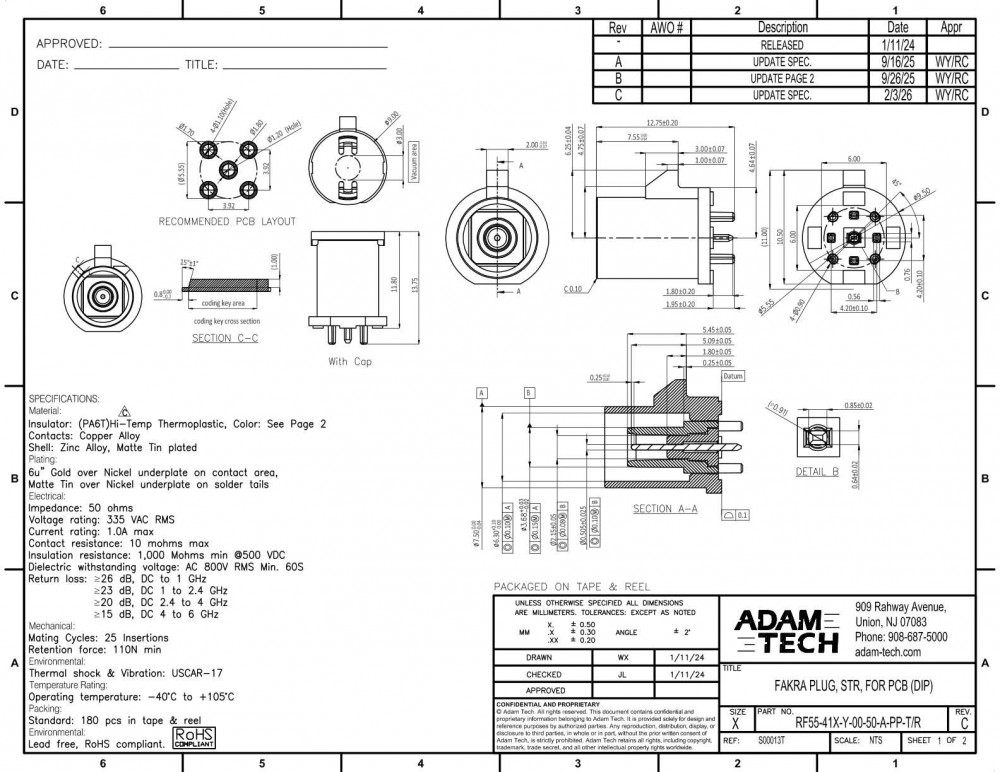 ADAM TECH RF55-41X-Y-00-50-A-PP-T/R drawing, page 1