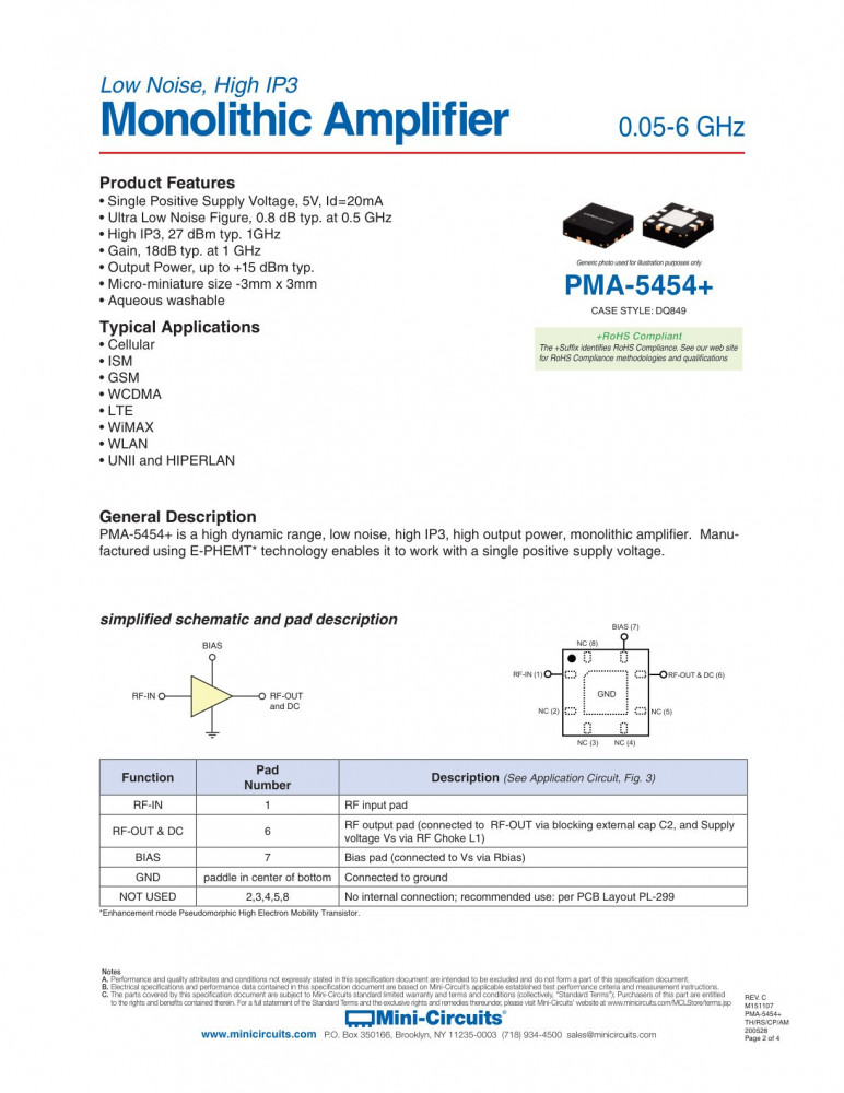 PMA-5454+ datasheet page 2