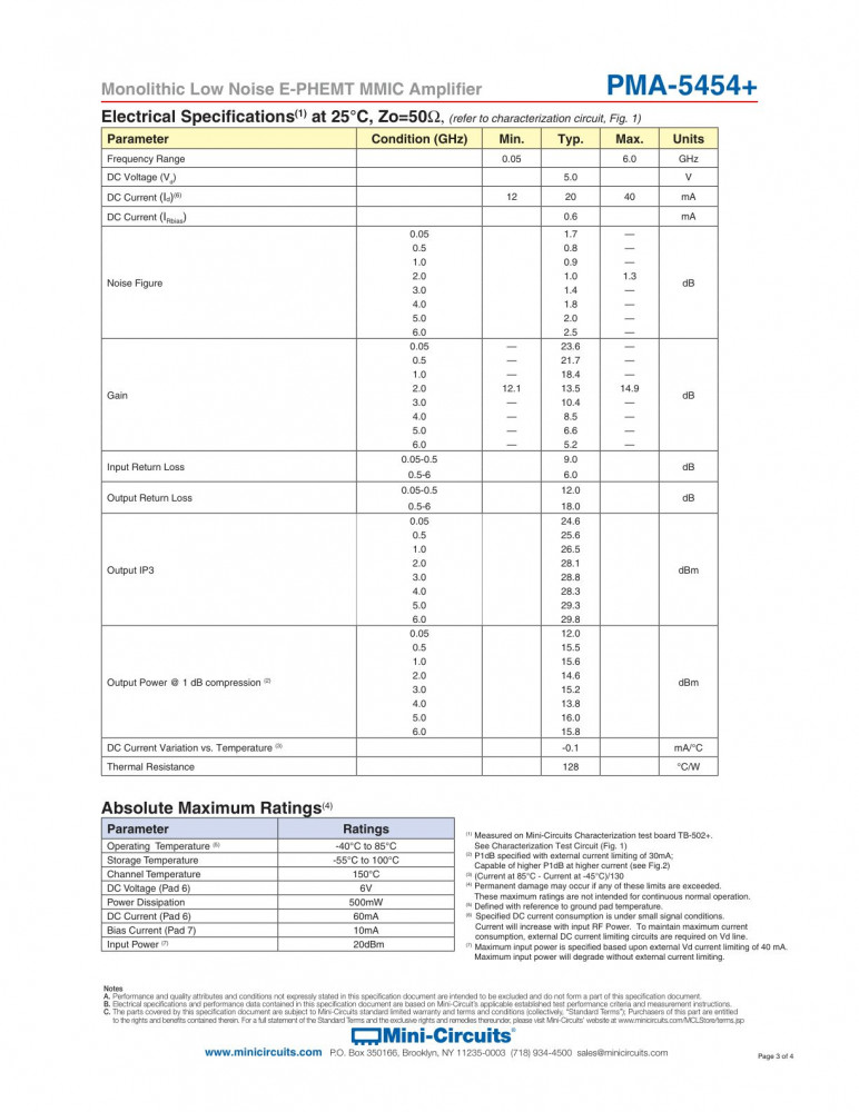 PMA-5454+ datasheet page 3