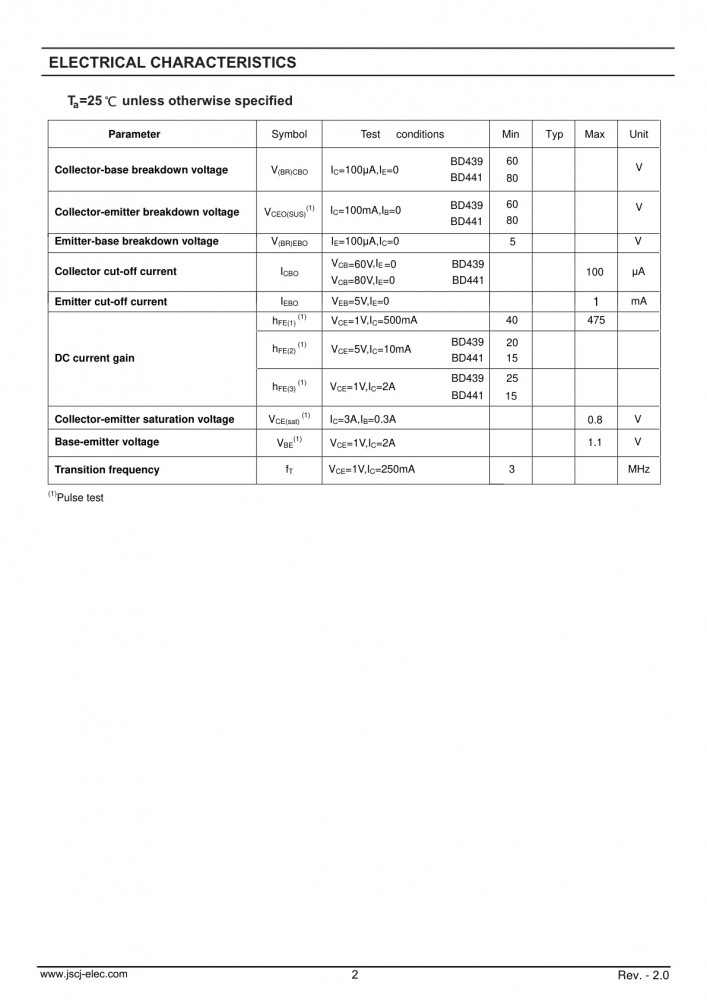 BD439 datasheet page 2