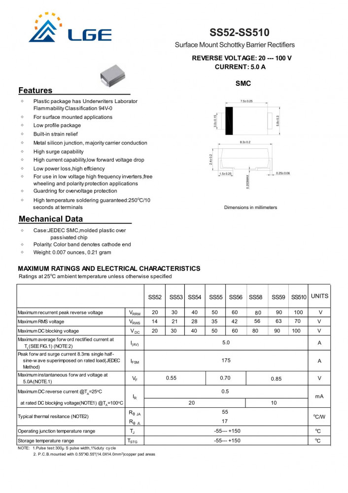 LGE SS53C datasheet page 1