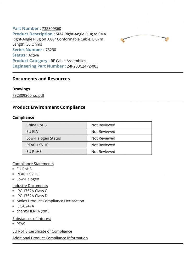 MOLEX 732309360 product drawing, page 1