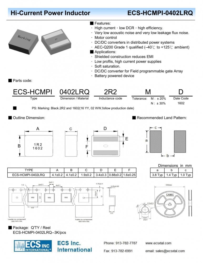ECS-HCMPI-0402LRQ technical datasheet page 1