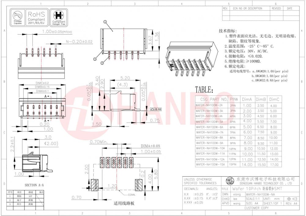 WAFER-NH100W-8A technical document preview
