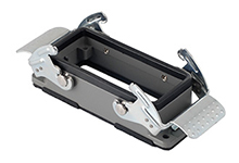 Heavy-Duty Standard-High Voltage (STD-HV) Double Lever Bulkhead Mount Housing, Die-cast Aluminum, with 2 Levers, with Gasket, Size 16B «77x27», Grey for sale