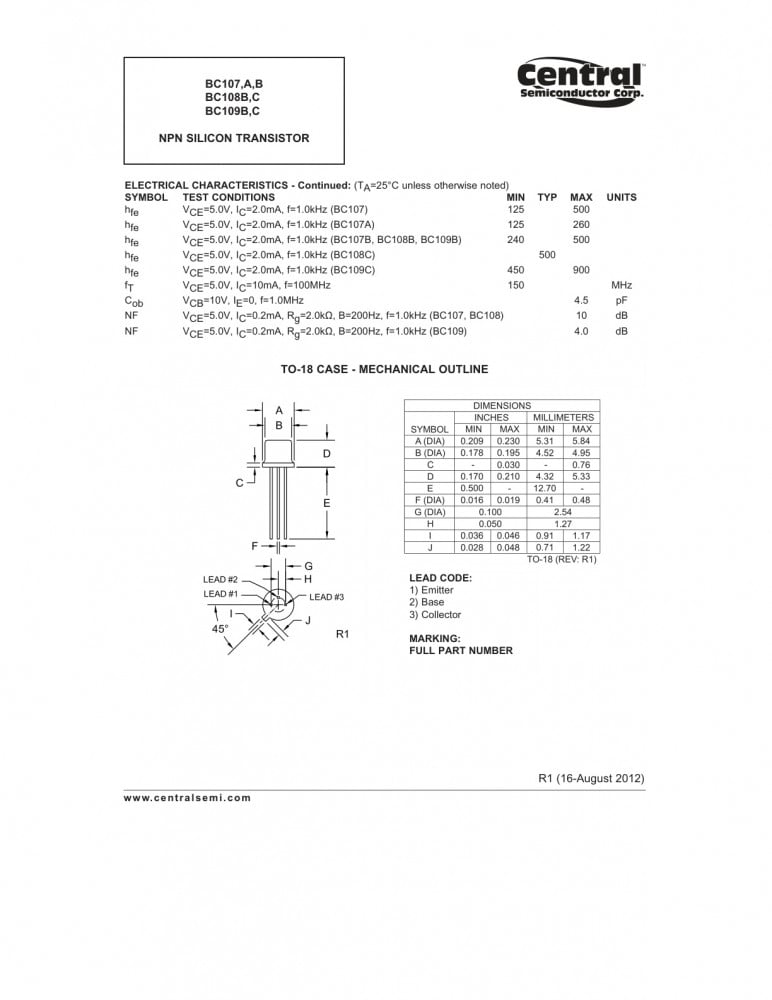 BC107 series datasheet page 2