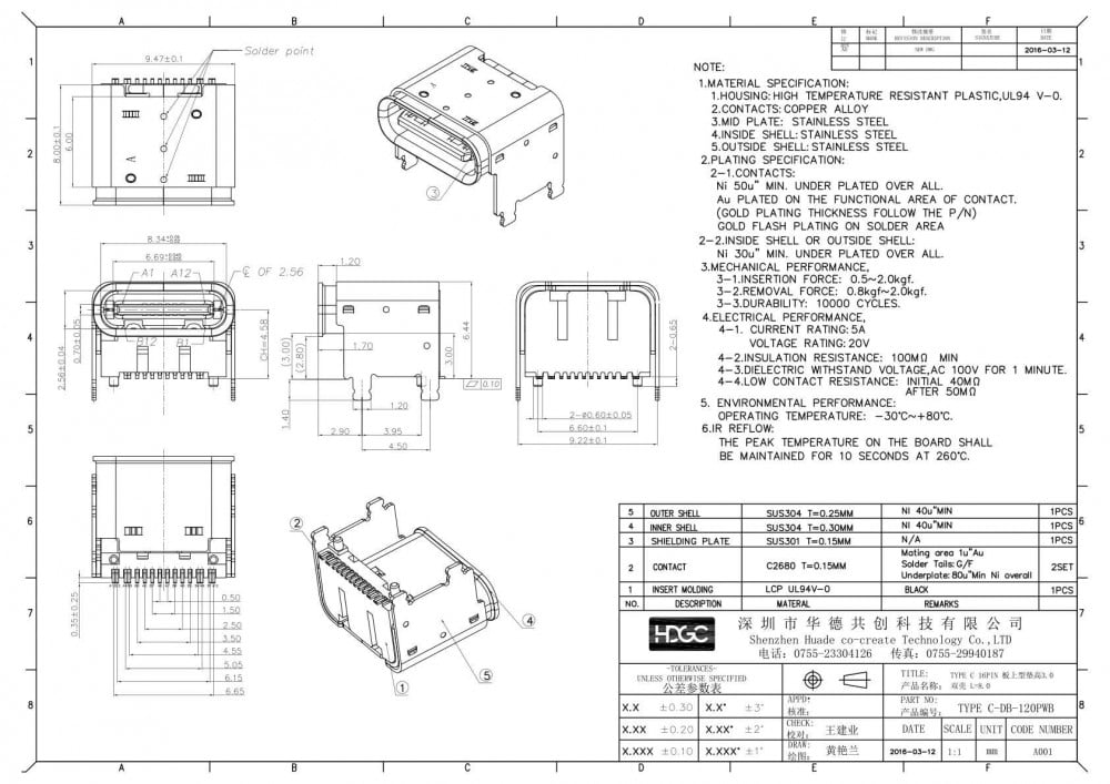 TYPE C-DB-120PWB technical drawing page 1