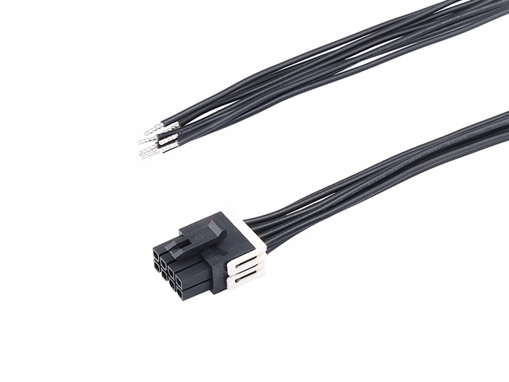 Micro-Fit+ Female-to-Pigtail Off-the-Shelf (OTS) Cable Assembly, Dual Row, 300.00mm Length, Tin (Sn) Plating, 20 AWG, 8 Circuits, Black for sale