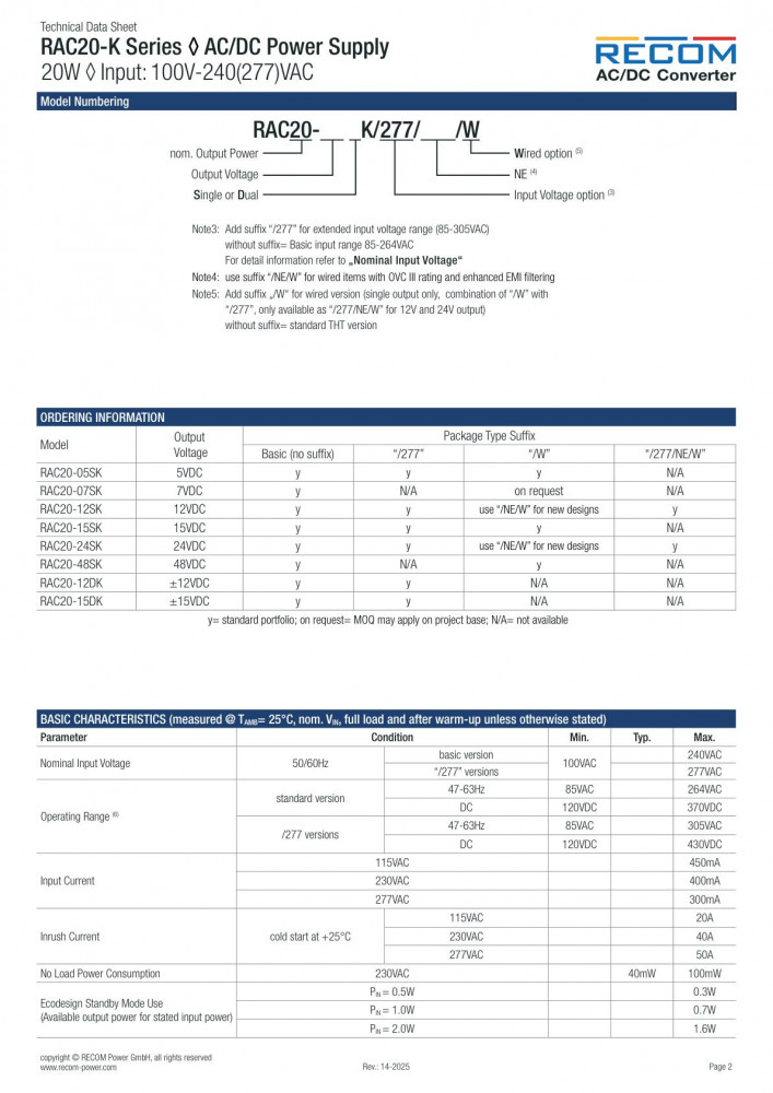 RAC20-K datasheet page 2