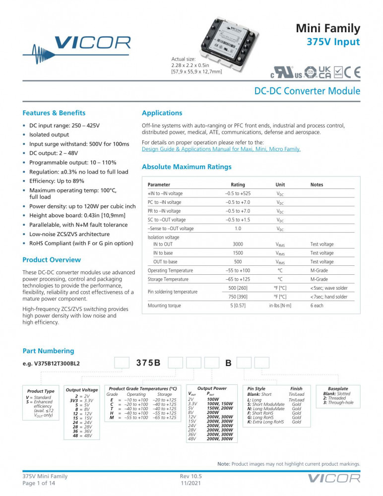 Datasheet page 1