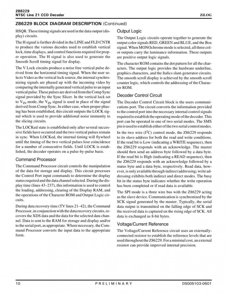 Z86229 datasheet page 10