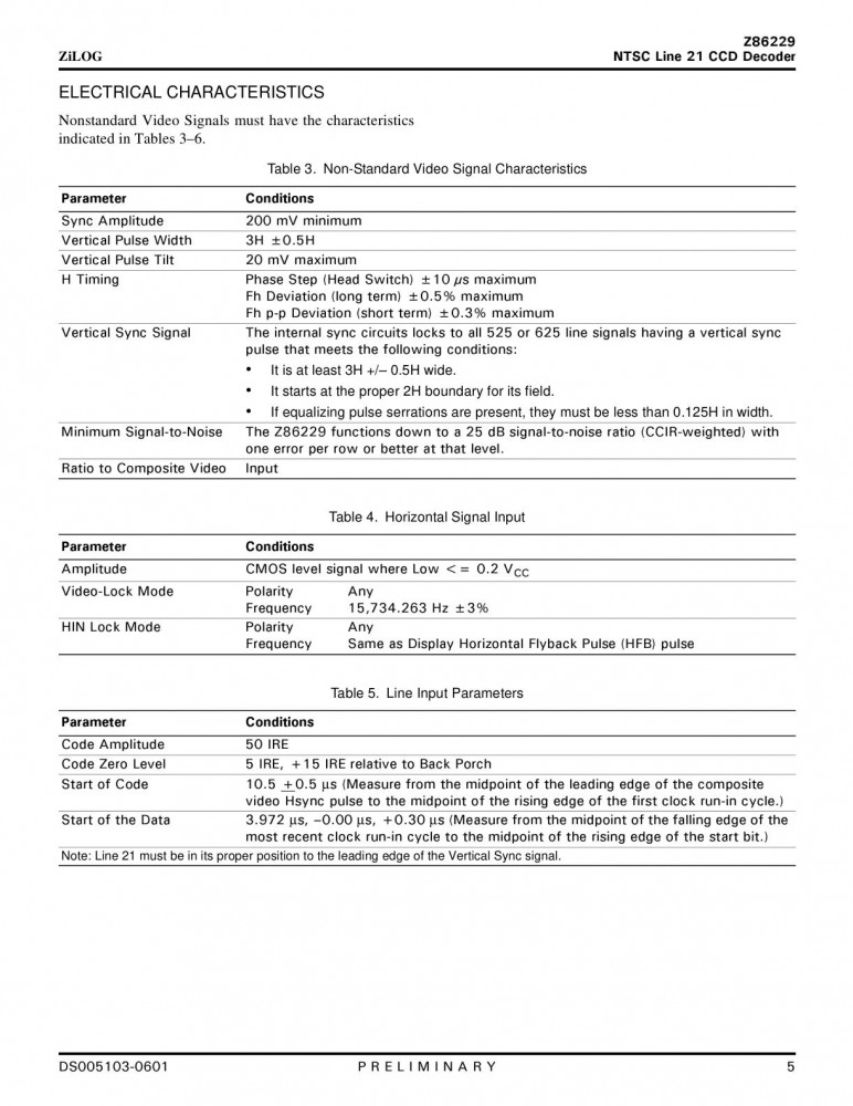 Z86229 datasheet page 5