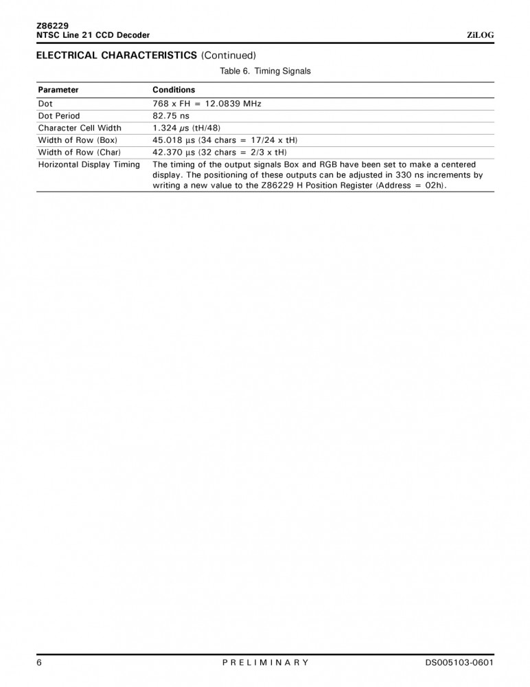 Z86229 datasheet page 6