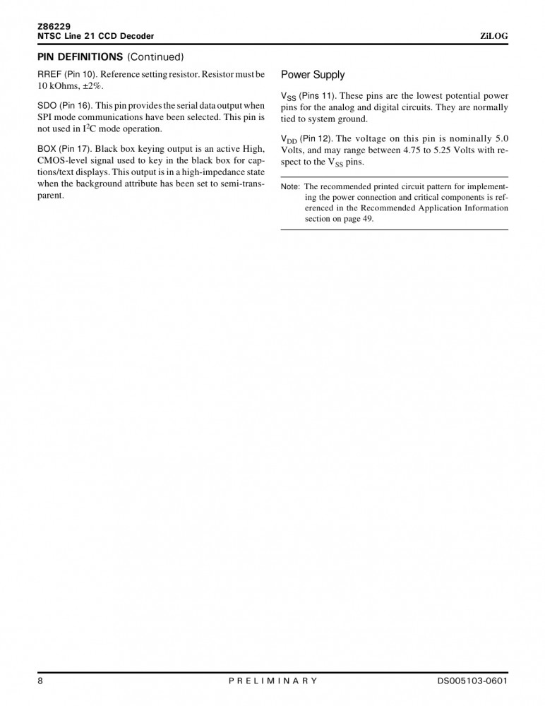 Z86229 datasheet page 8