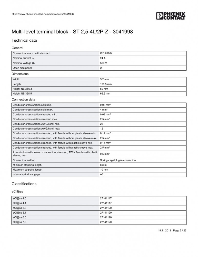 Phoenix Contact 3041998 technical document page 2