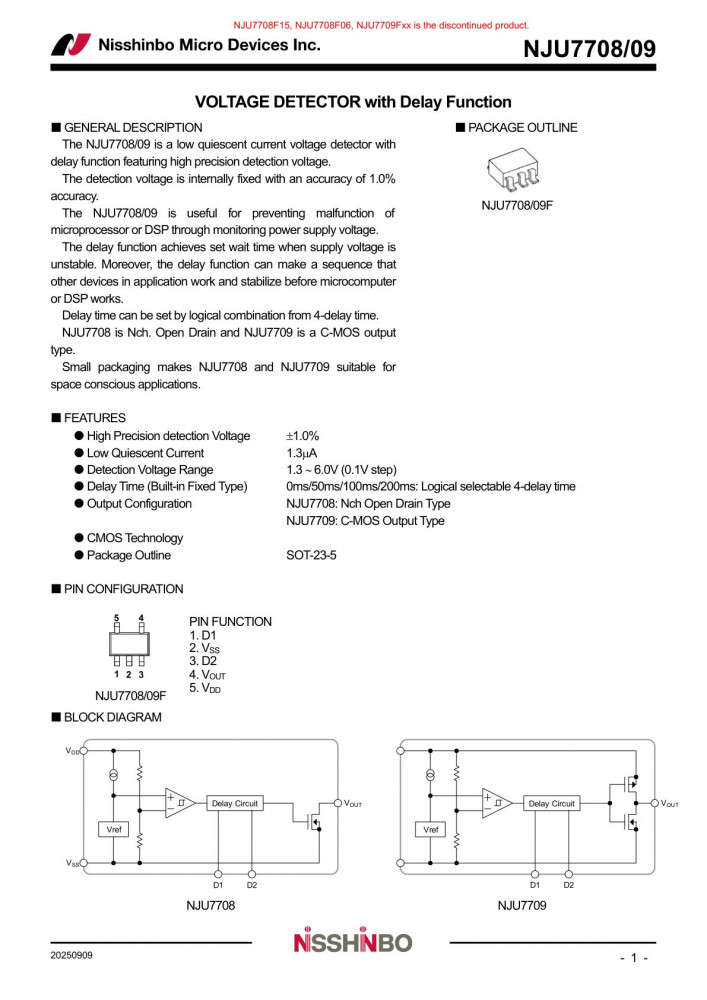 NJU7708 datasheet page 1