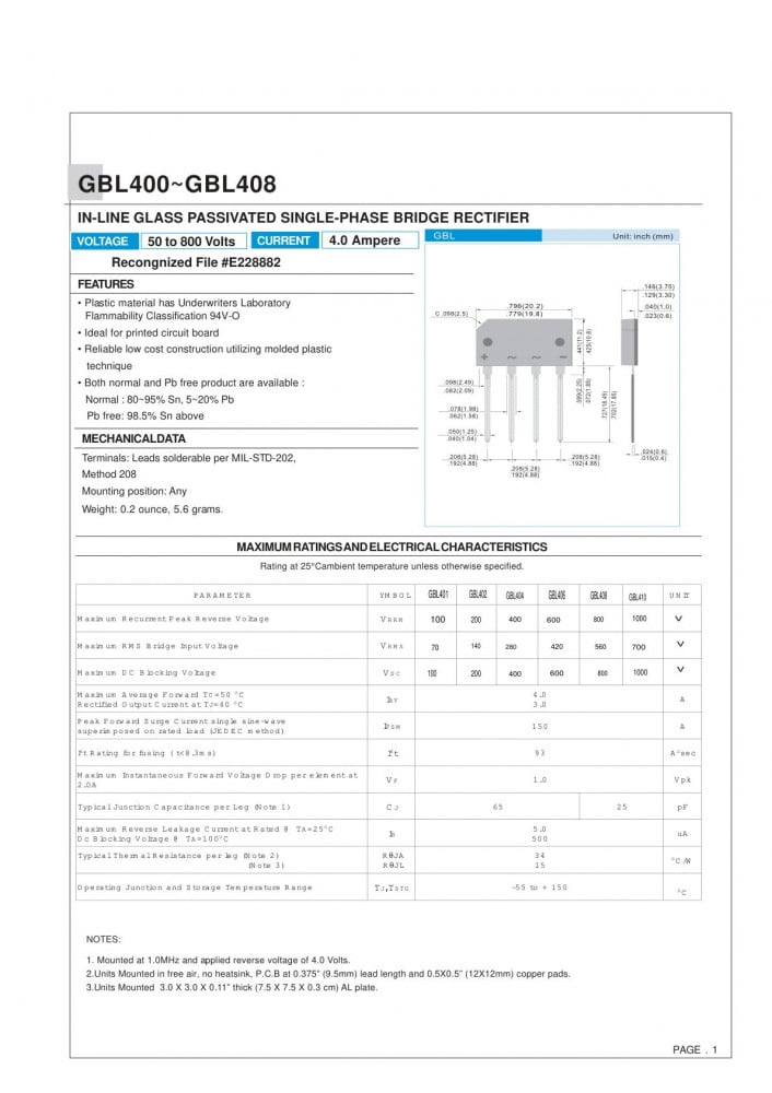SEP GBL410 datasheet page 1