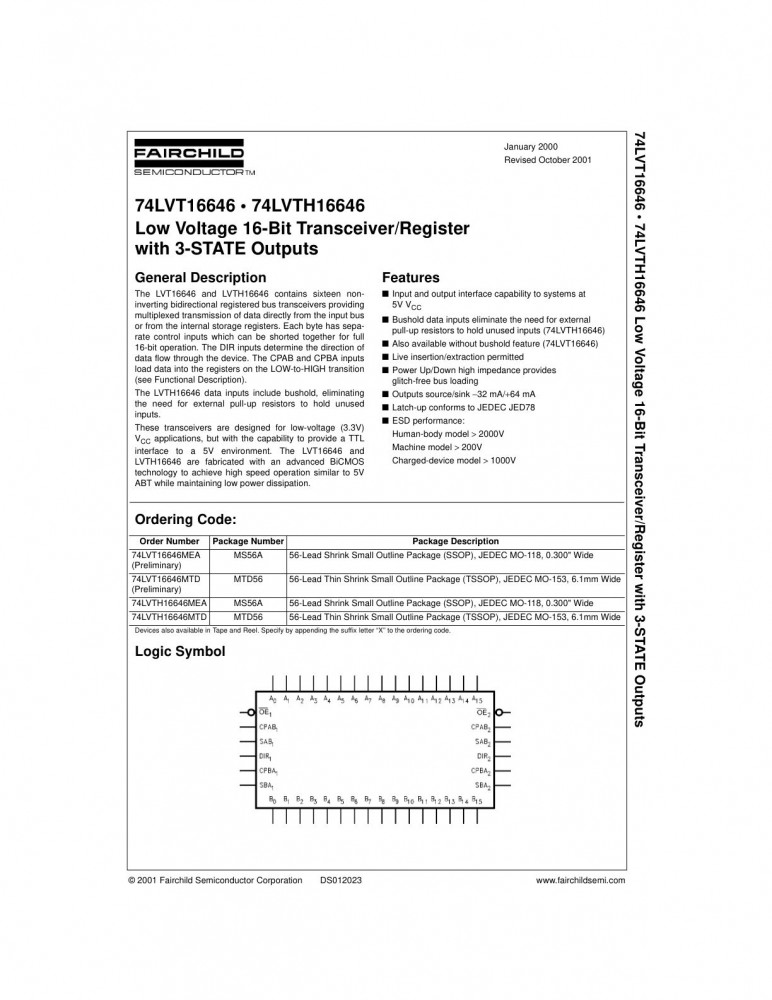 74LVTH16646 datasheet page 2