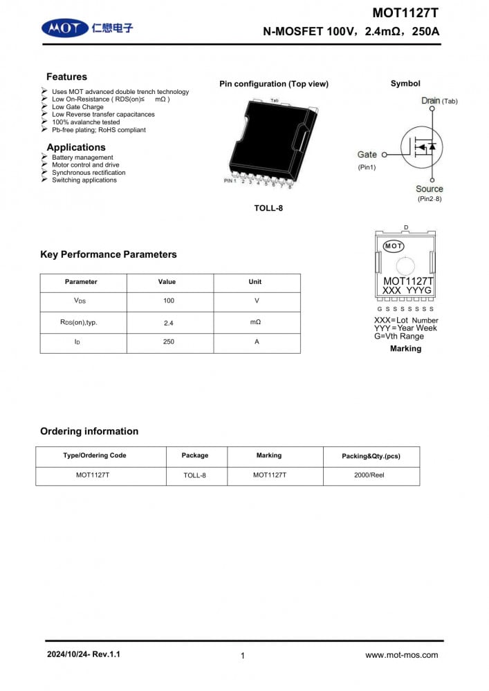 MOT1127T datasheet page 1