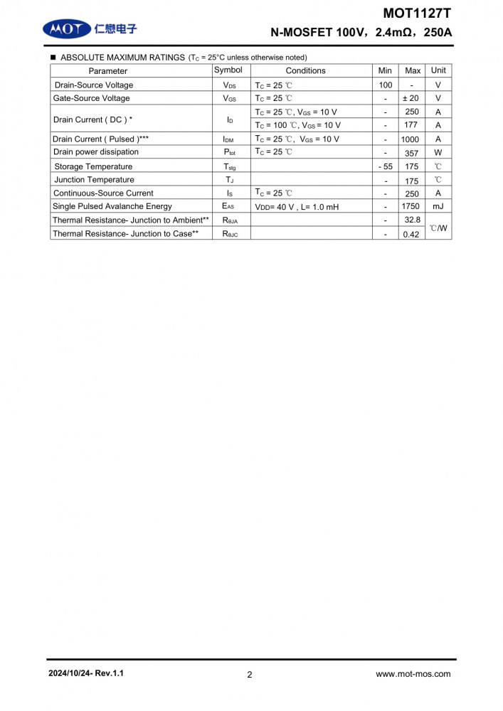 MOT1127T datasheet page 2