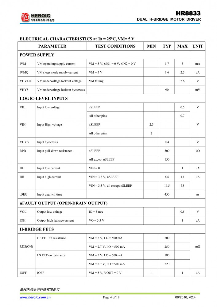 HR8833 technical document page 4