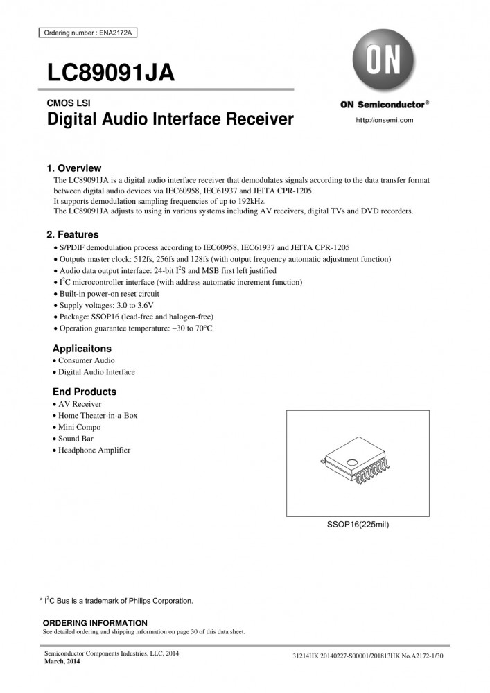 LC89091JA datasheet page 1
