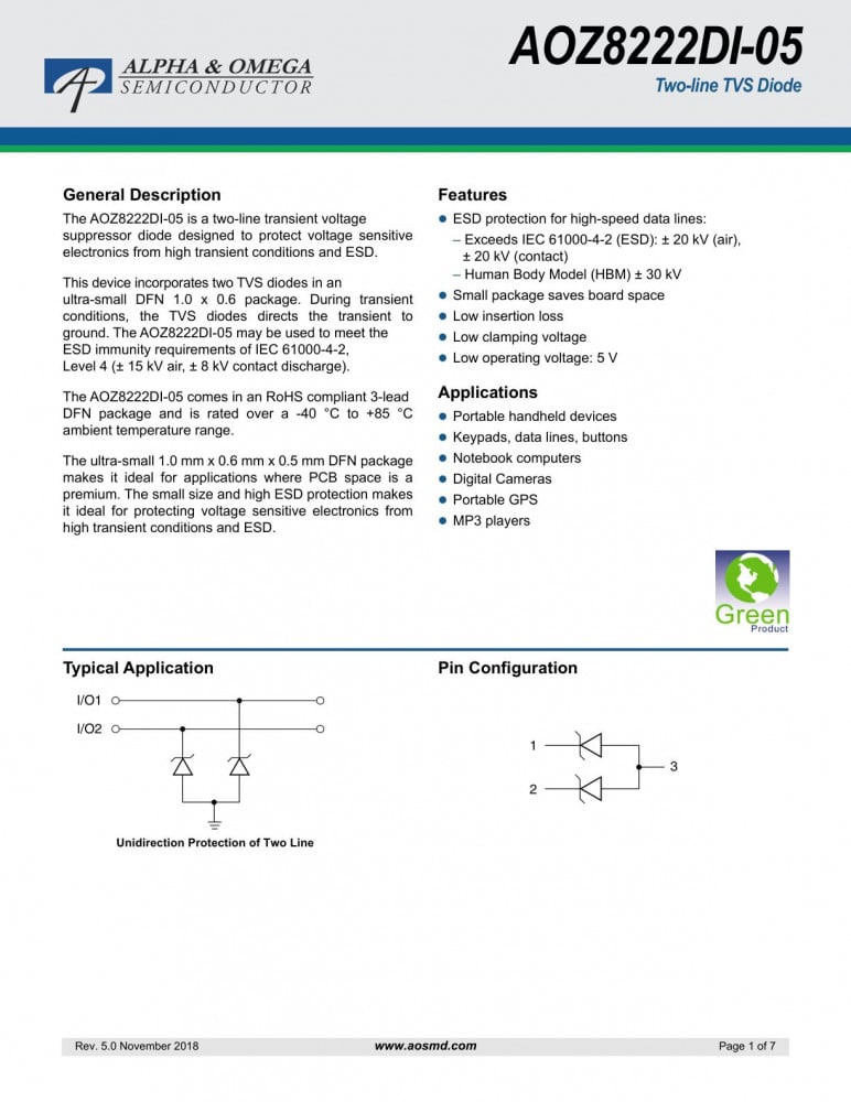 AOZ8222DI-05 datasheet page 1