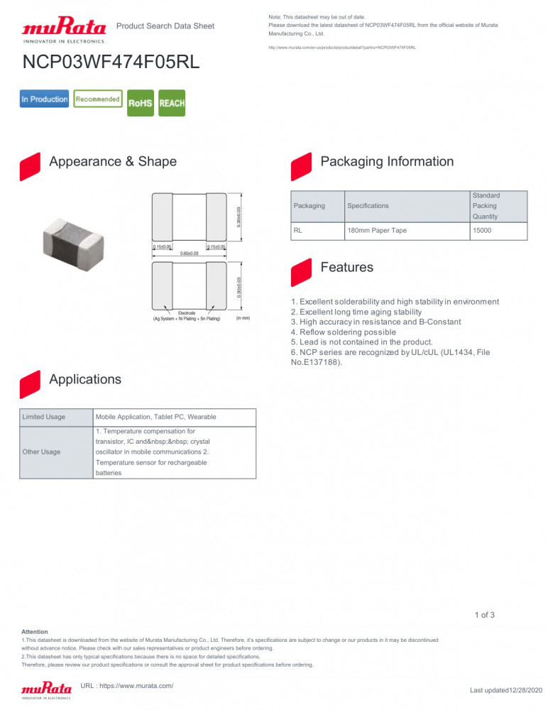 NCP03WF474F05RL product document page 1