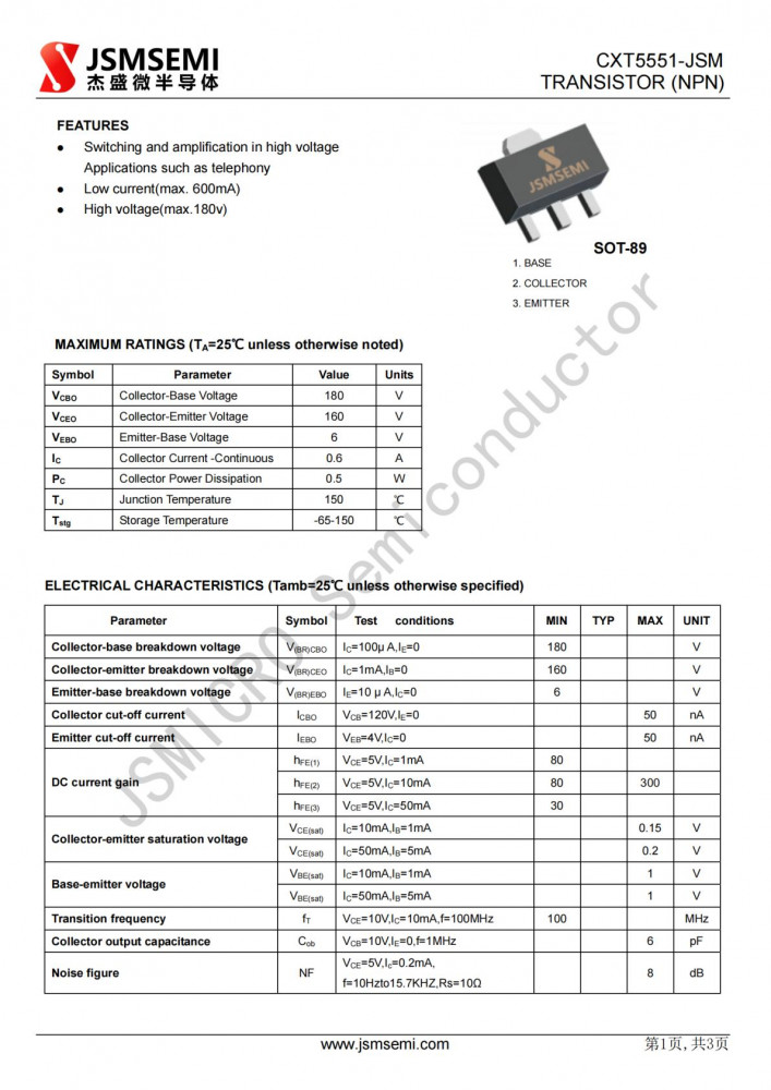 CXT5551-JSM datasheet page 1