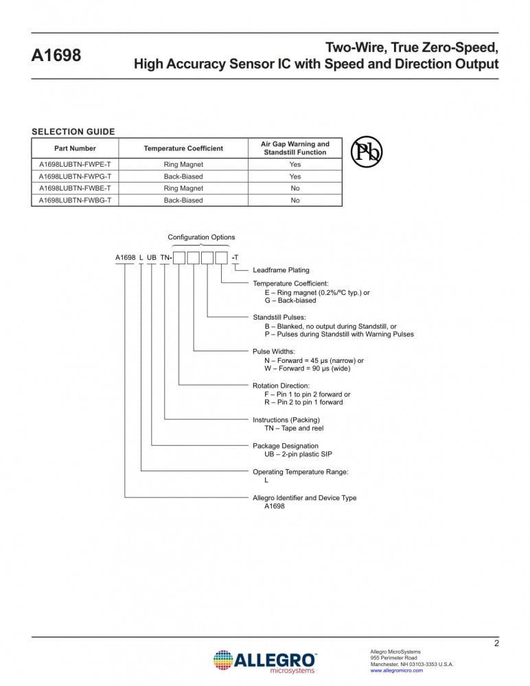 A1698 datasheet page 2