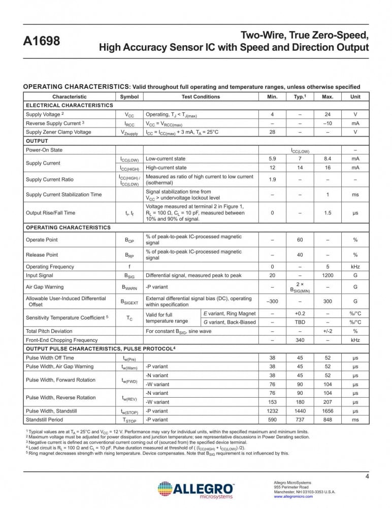 A1698 datasheet page 4