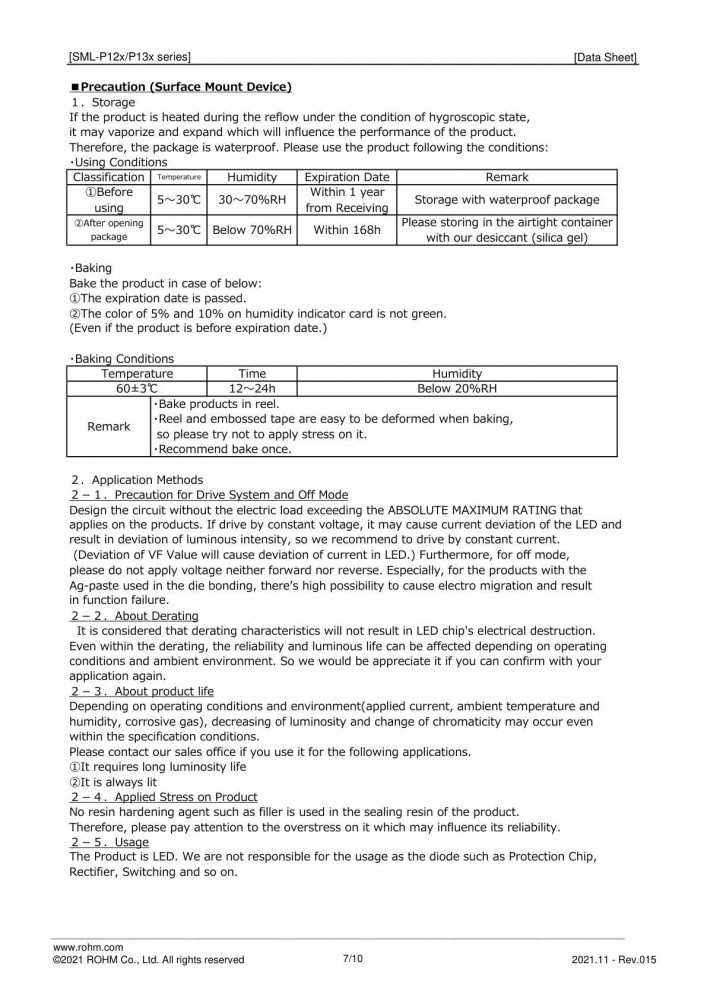 ROHM SML-P12 series document page 7