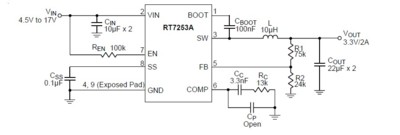 RT7258 - 8A, 24V, 600kHz Step-Down Converter with Synchronous Gate Driver