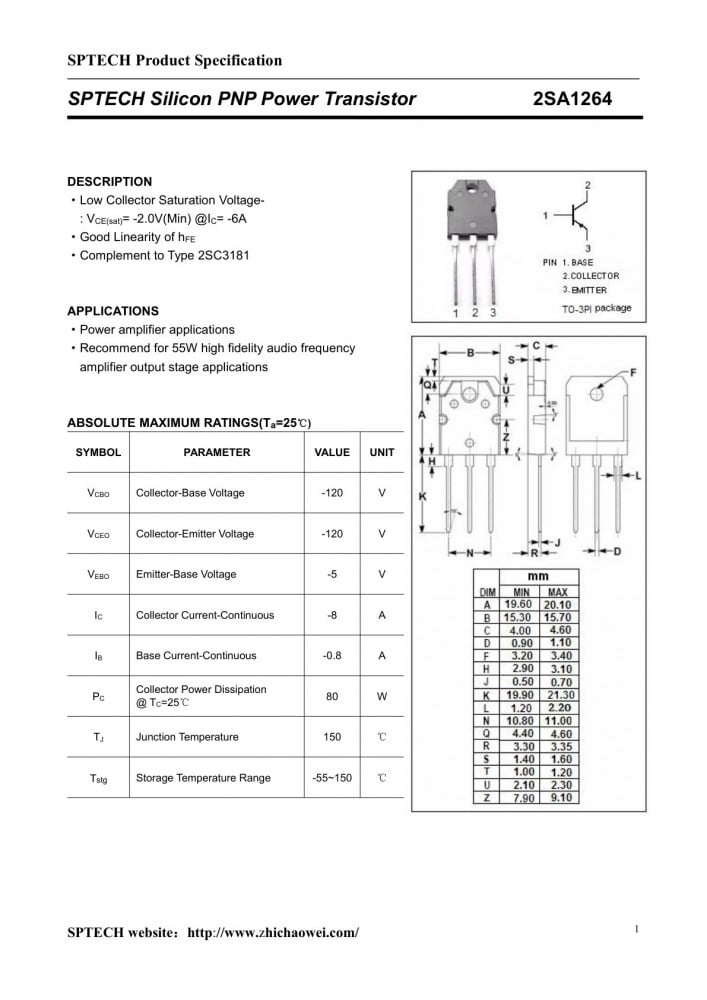 2SA1264 datasheet page 1