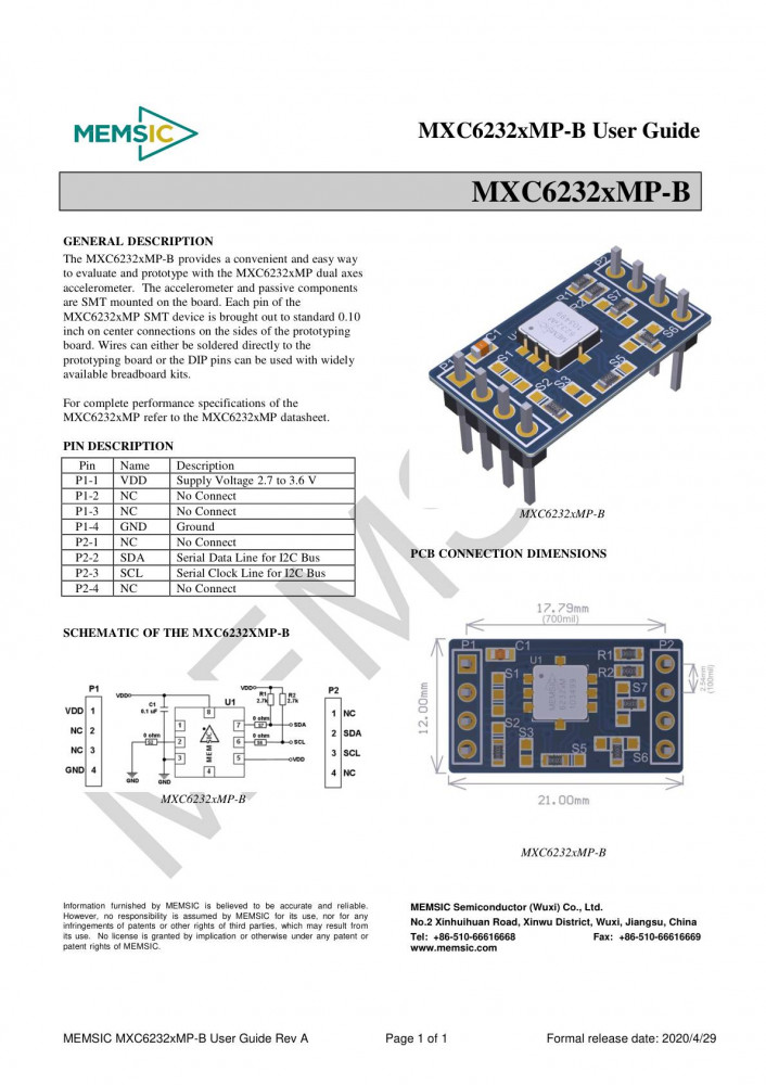 MXC62320MP-B technical document page