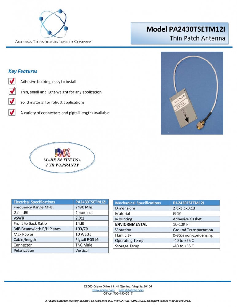 PA2430TSETM12I technical document preview