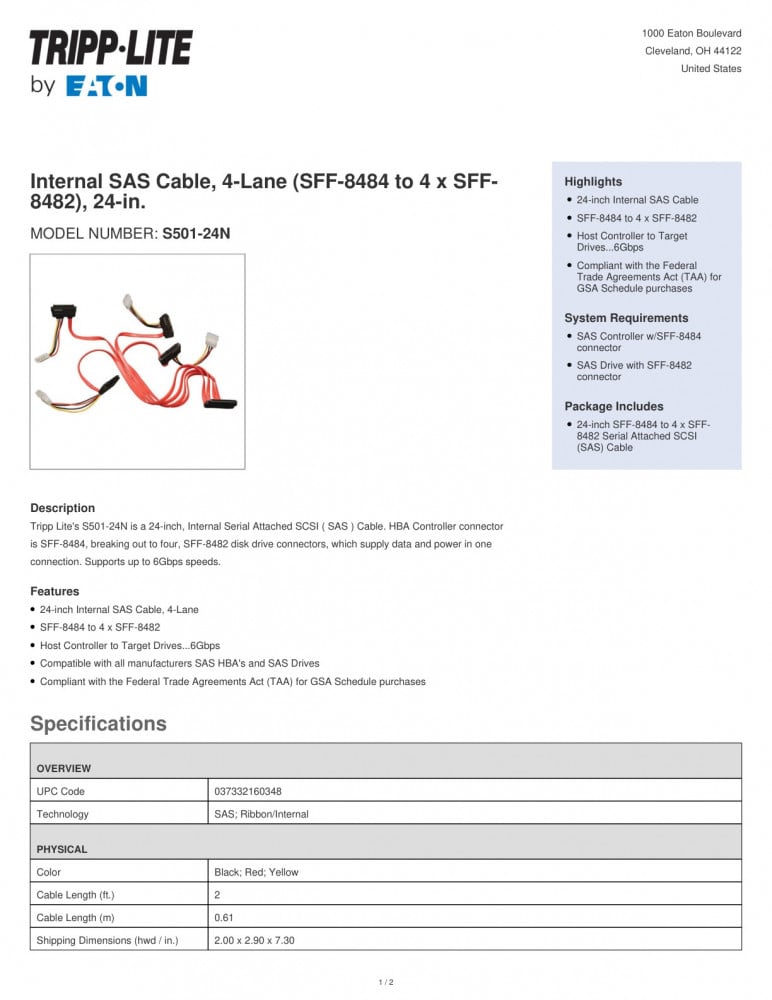 S501-24N technical document page 1