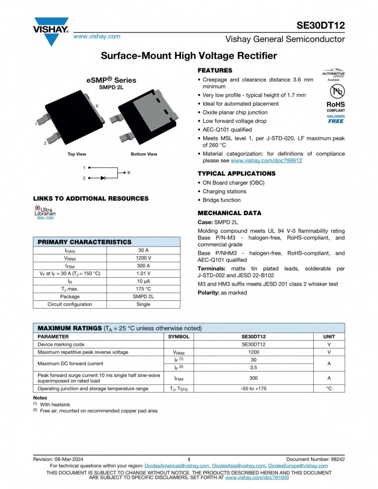 SE30DT12 datasheet page 1