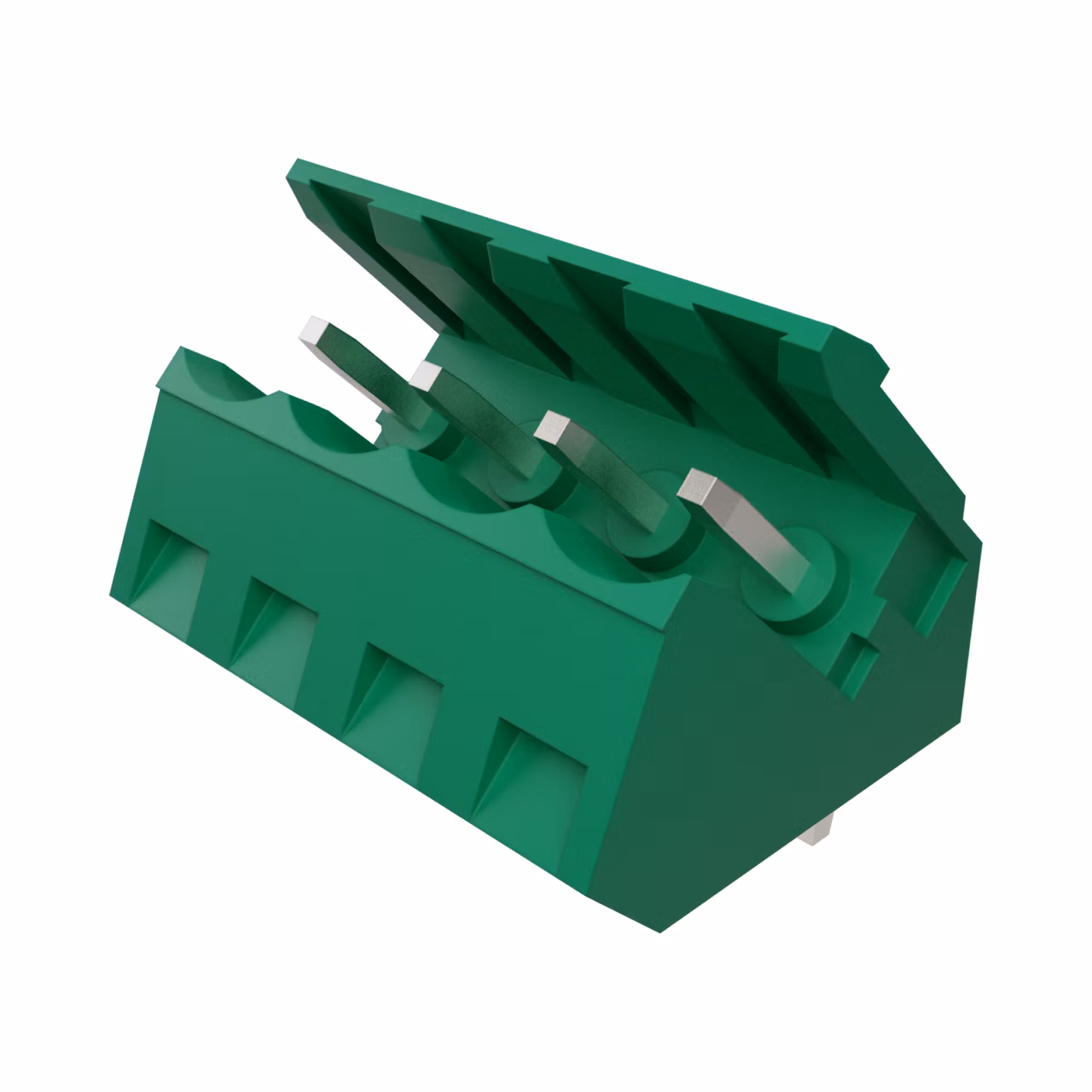5.00mm Pitch Eurostyle 45° Angle PCB Header, Open Ends, 4 Circuits, Green for sale