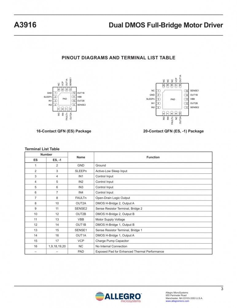 A3916 datasheet page 3