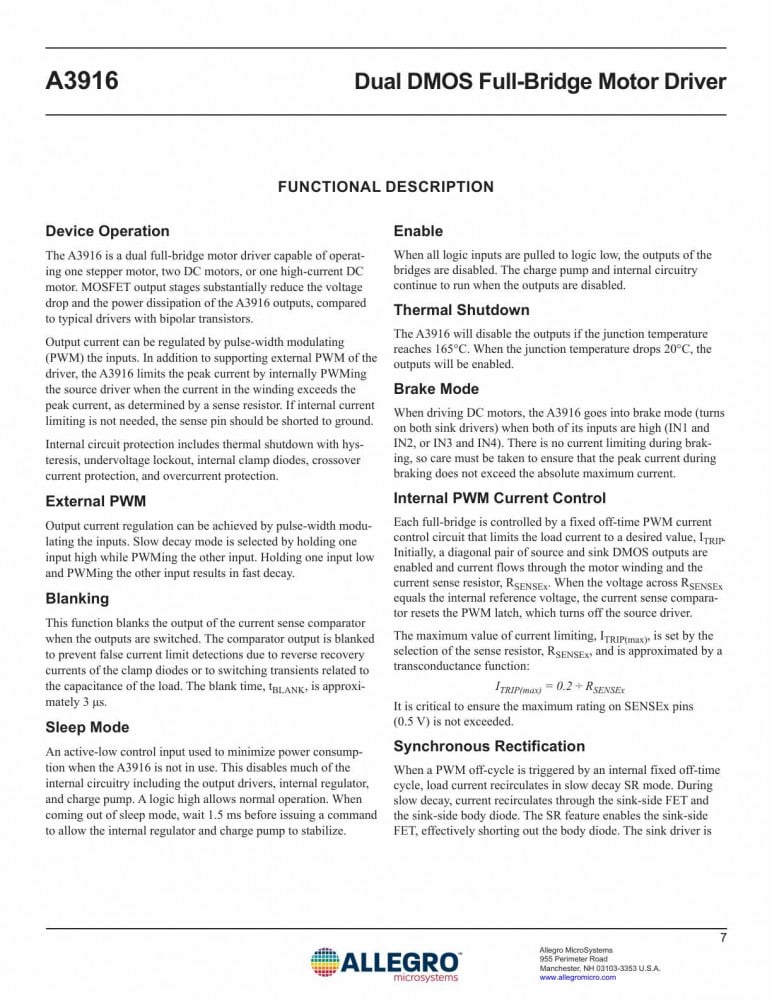 A3916 datasheet page 7