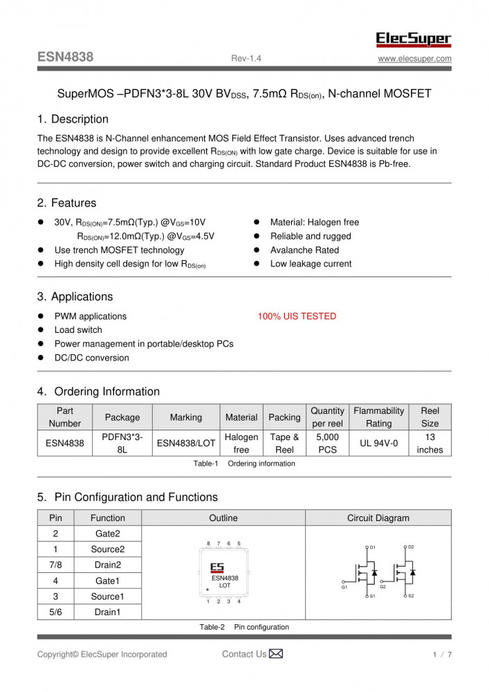 ESN4838 datasheet page 1