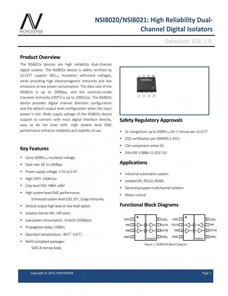 NSI8021N1-DSPR datasheet page 1