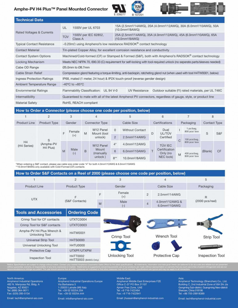 Amphenol H4SFM4DM technical document page 2