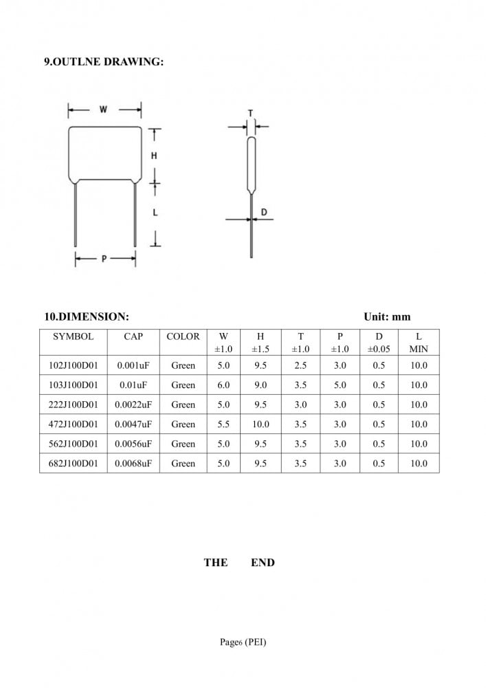 Jimson PEI682J100D01 dimensions