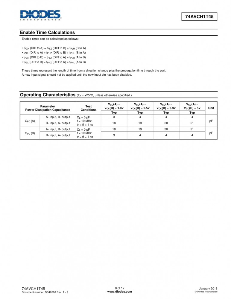 74AVCH1T45FZ4-7 datasheet page 8