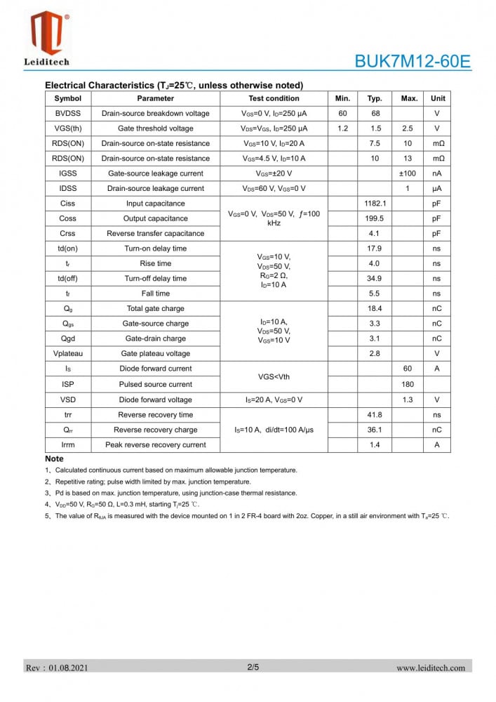 BUK7M12-60E datasheet page 2