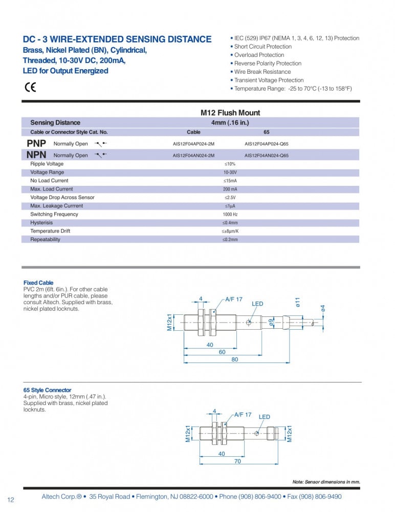 Altech sensor documentation page 10